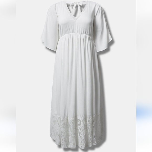 torrid | Dresses | New Torrid Festi Womens Dress Xl White Maxi Lace Hem ...